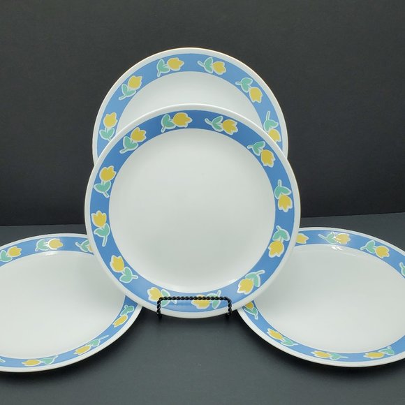 Corelle | Dining | Corelle Primavera Dinner Plates Yellow Flowers Blue ...